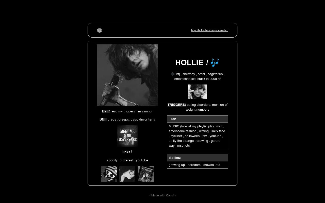 emo web themed carrd